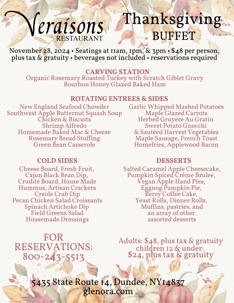 Thanksgiving Buffet at Veraisons Restaurant - Seneca Lake Wine Trail